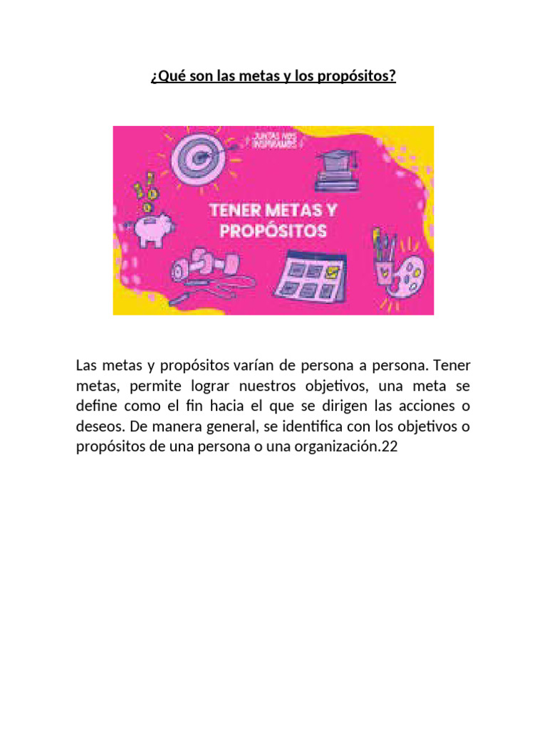 Qué Son Las Metas y Propósitos | PDF