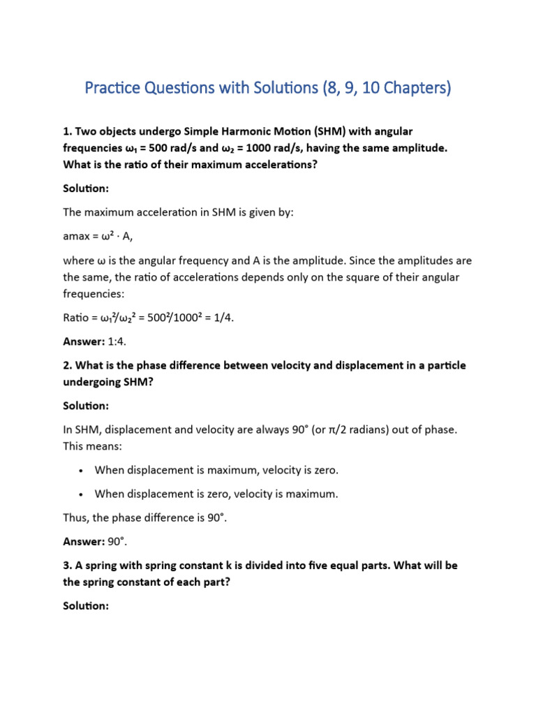 Practice_questions_with_solutions_GT2 | PDF | Young's Modulus | Apsis