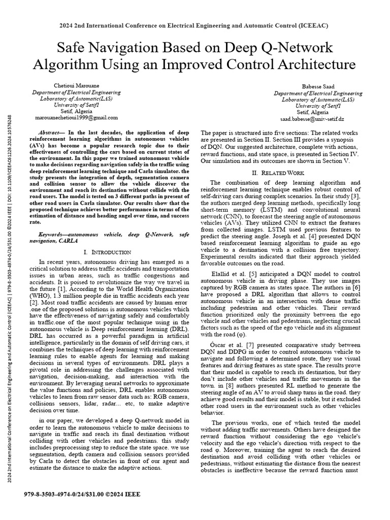 Safe Navigation Based On Deep Q-Network Algorithm Using An Improved Control Architecture | PDF