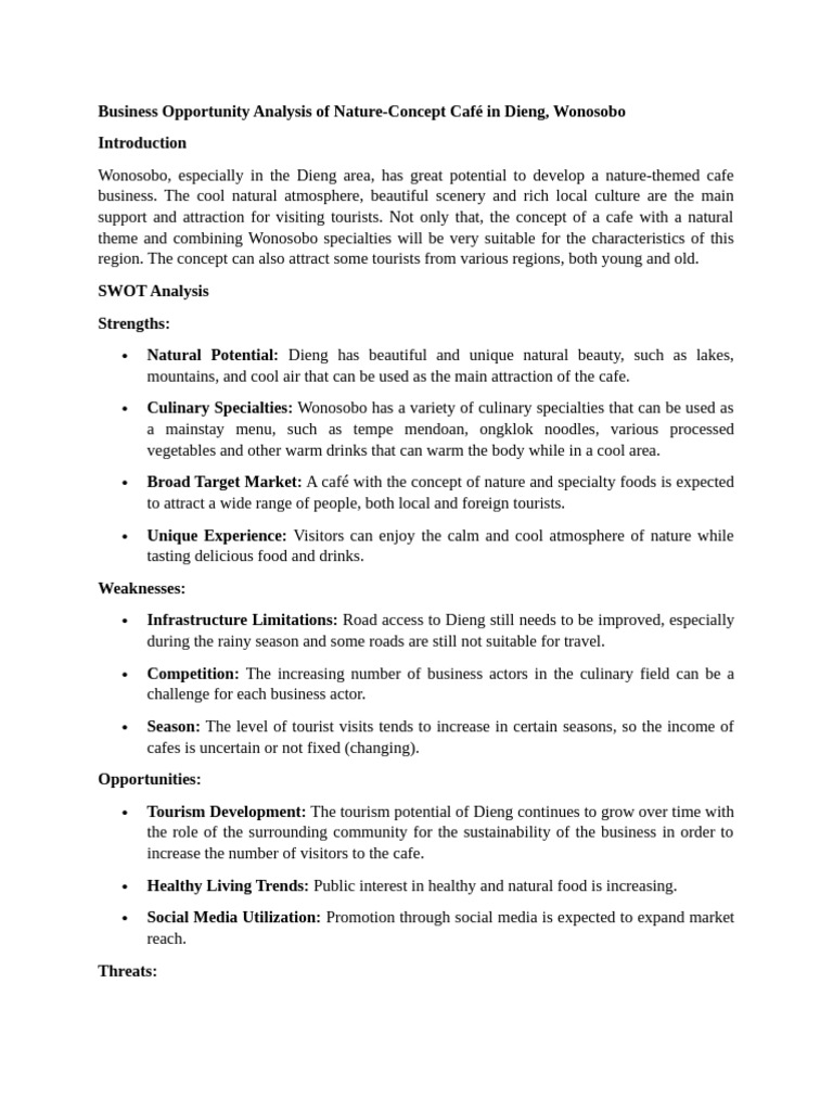 Business Opportunity Analysis of Nature - Maulidia Mawaddah (2023230006 ...