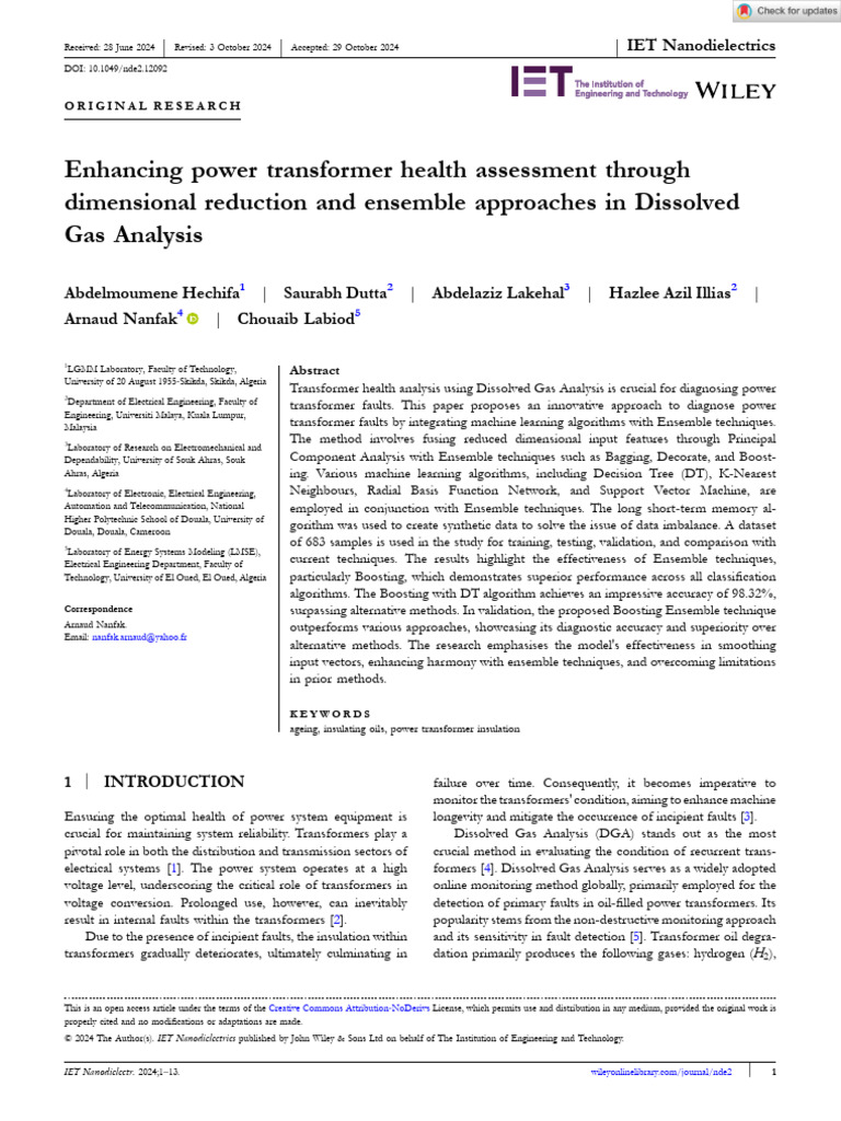 IET Nanodielectrics - 2024 - Hechifa - Enhancing Power Transformer ...