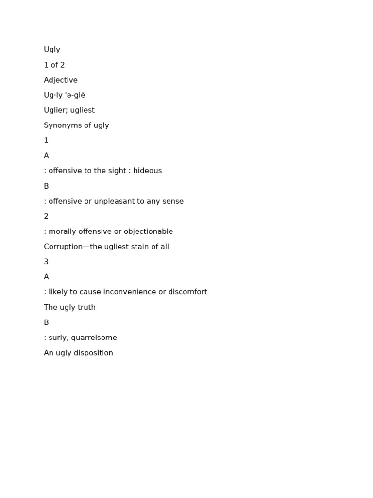 Understanding the Meaning of "Ugly" | PDF