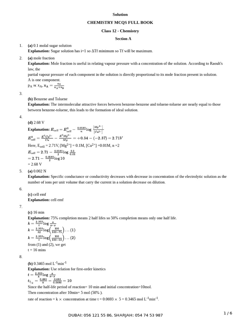 solutions mcq full book | PDF | Coordination Complex | Ligand