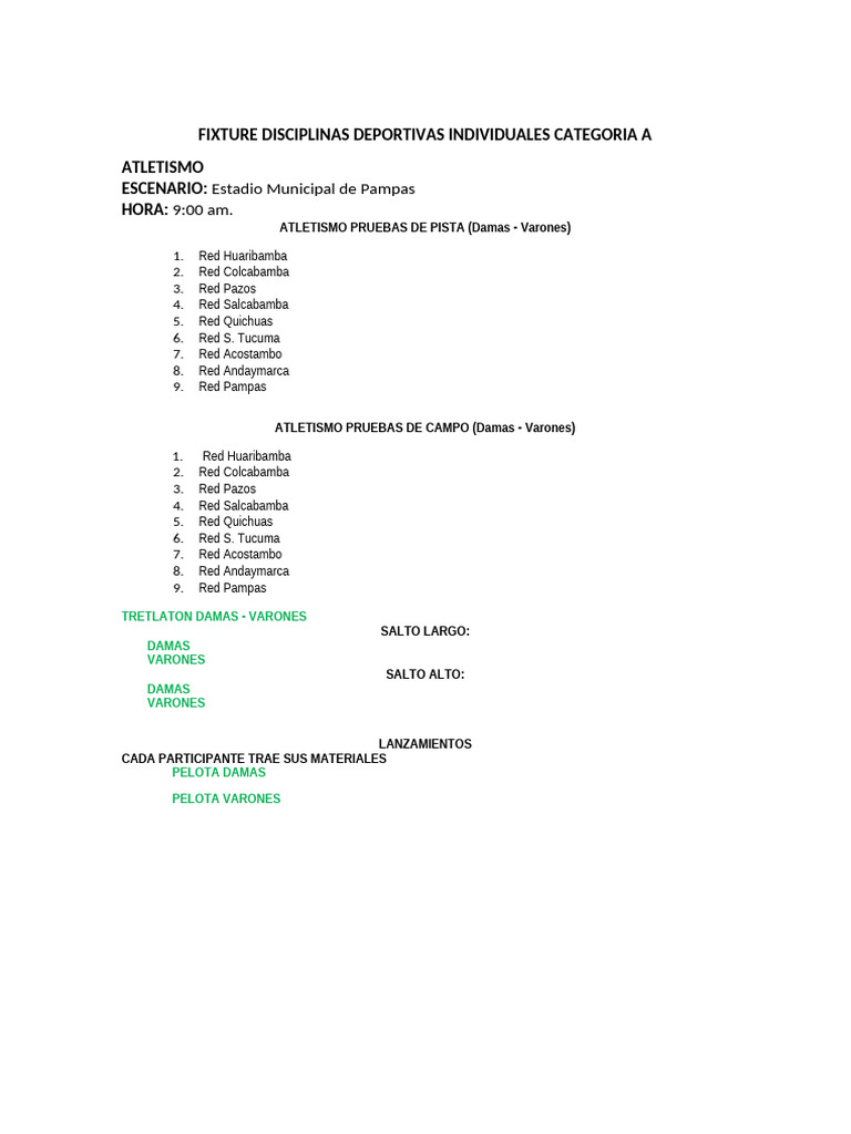 Fixture Disciplinas Deportivas Jedpa 2024 - A | PDF | Deportes ...