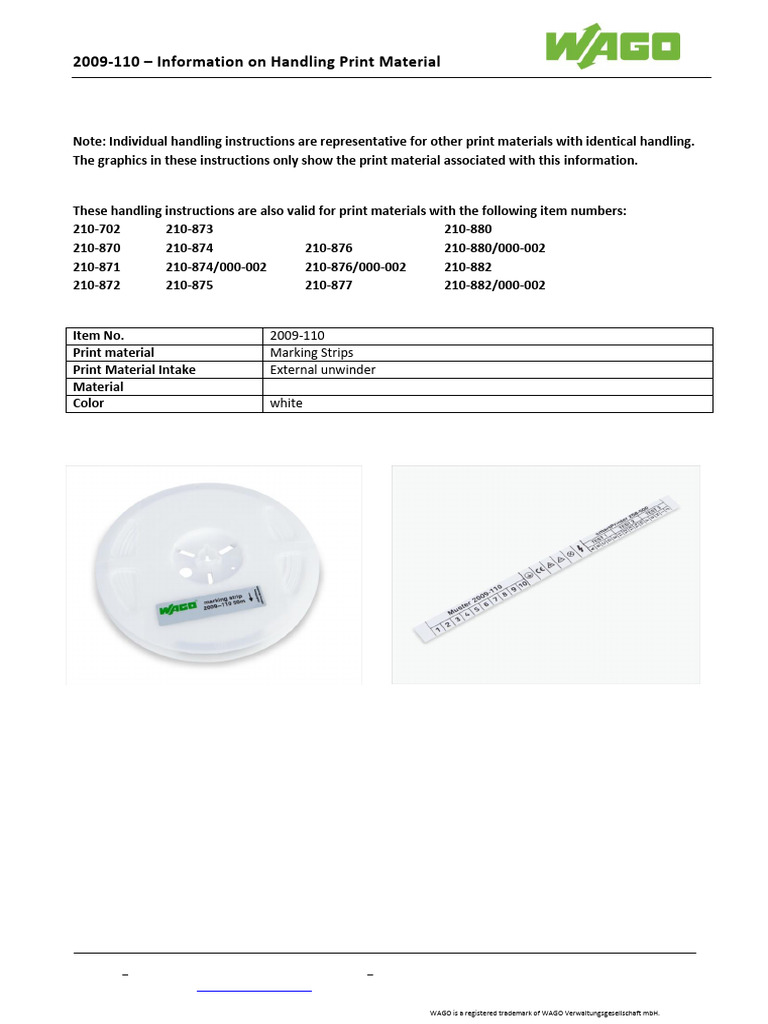 14 WAGO 2009 110 Information On Handling Print Material 28.08.2020 ...