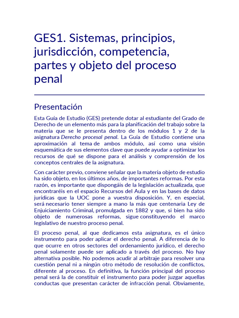 Ges 1 Procesal Penal | PDF | Ley procesal | Sentencia (ley)