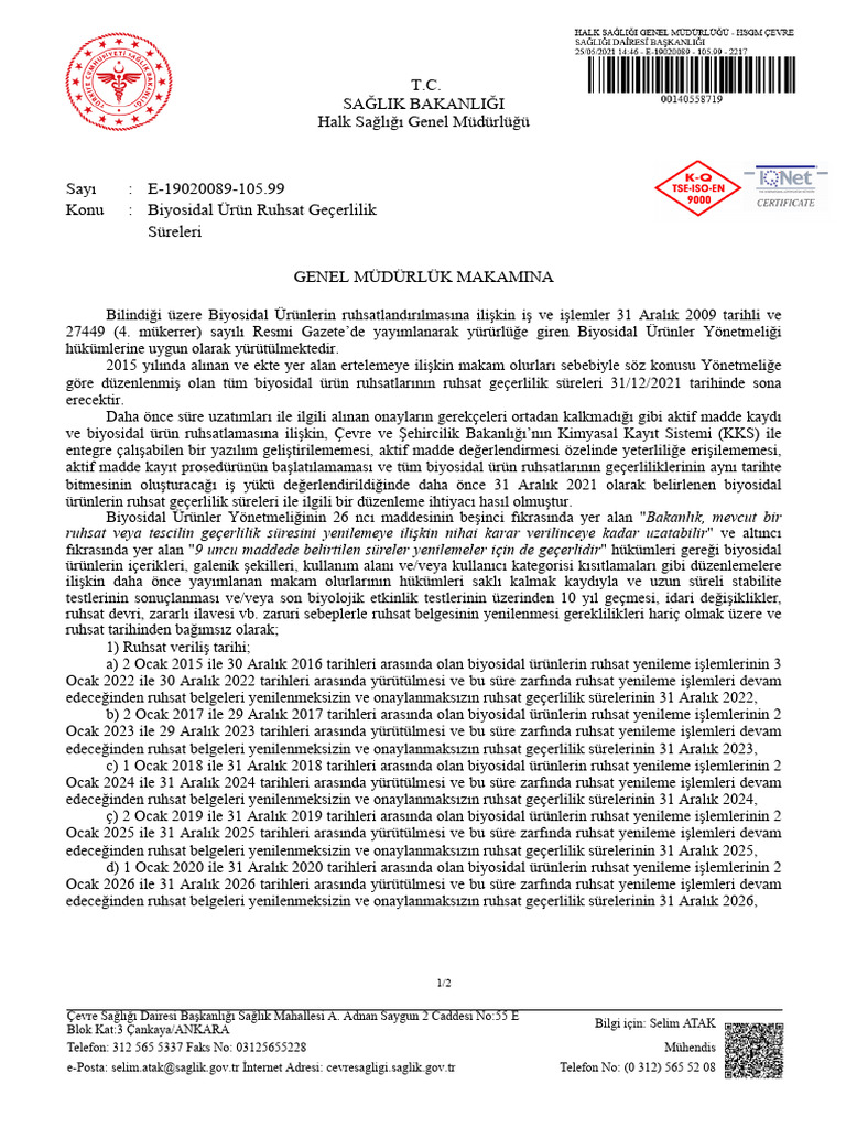 Süre Uzatım Biyosidal Urun Ruhsa Ustyazi | PDF