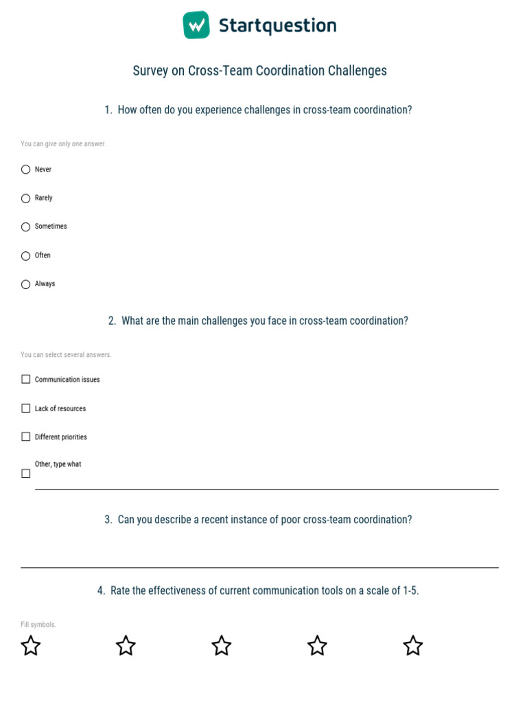 Questionnaire - Survey-On-Cross-Team-Coordination-Challenges-1379113 ...