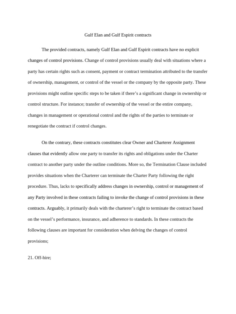 Changes of Control Provisions | PDF | Civil Law (Legal System ...