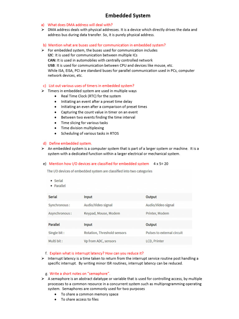 Embaded System Answer | PDF | Process (Computing) | Embedded System