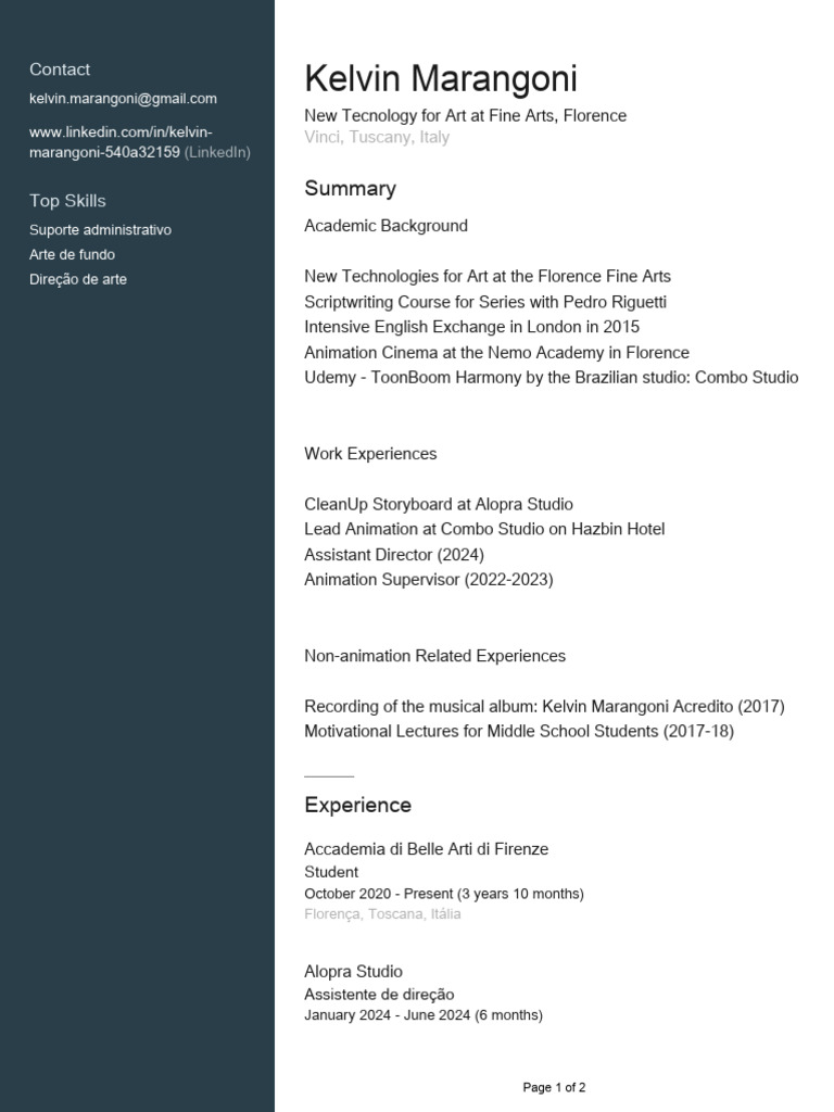 Kelvin Marangoni Cv | PDF