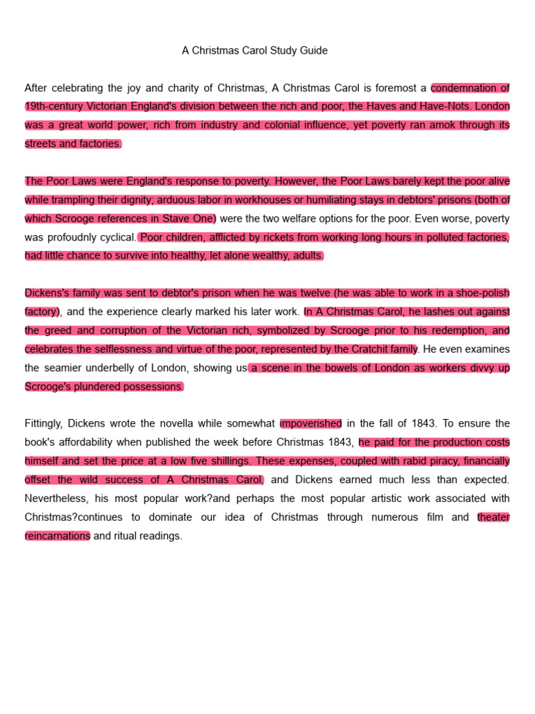 A Christmas Carol Study Guide | PDF | Ebenezer Scrooge | A Christmas Carol