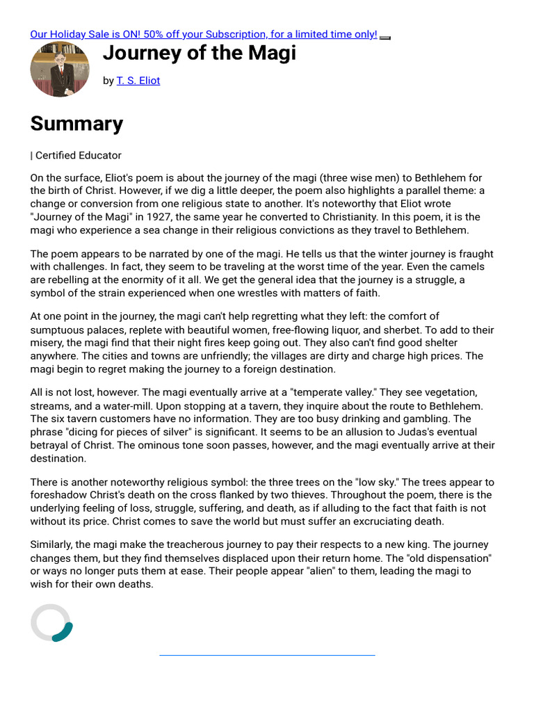 Journey of the Magi Summary - eNotes.com | PDF | Biblical Magi