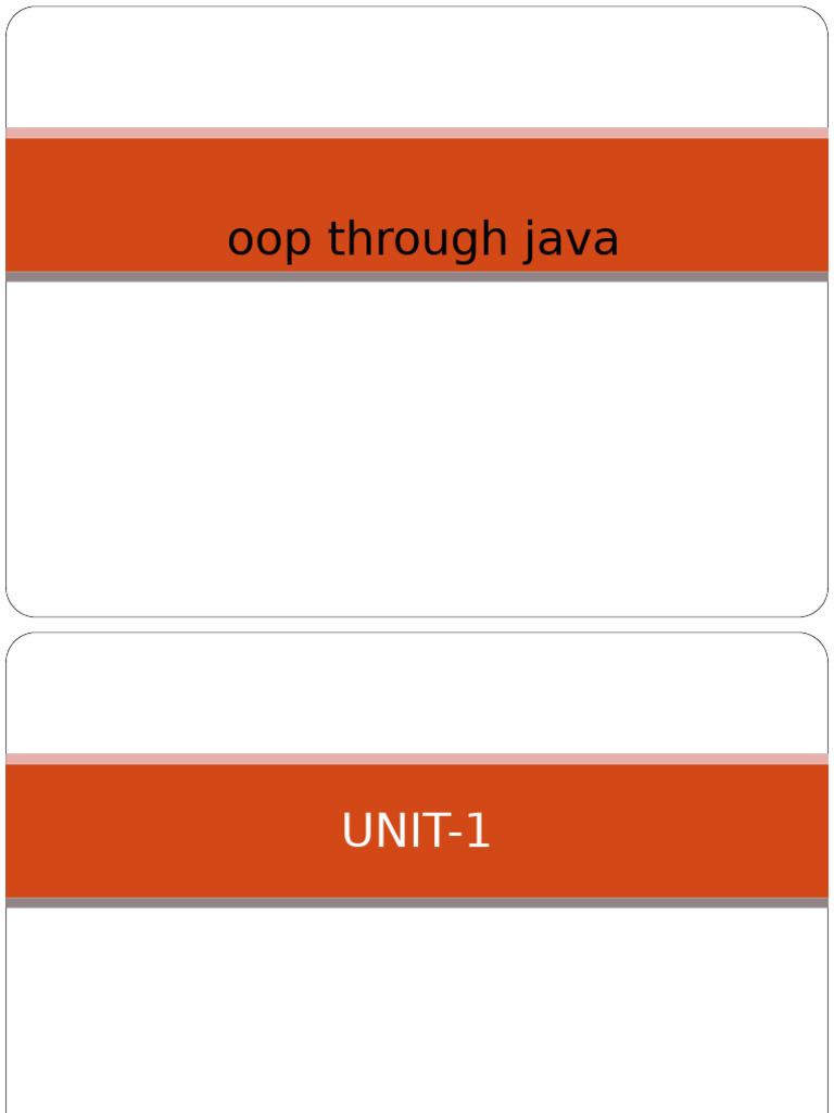 Unit 1 OOP Through Java | PDF | Java (Programming Language) | Java (Software Platform)