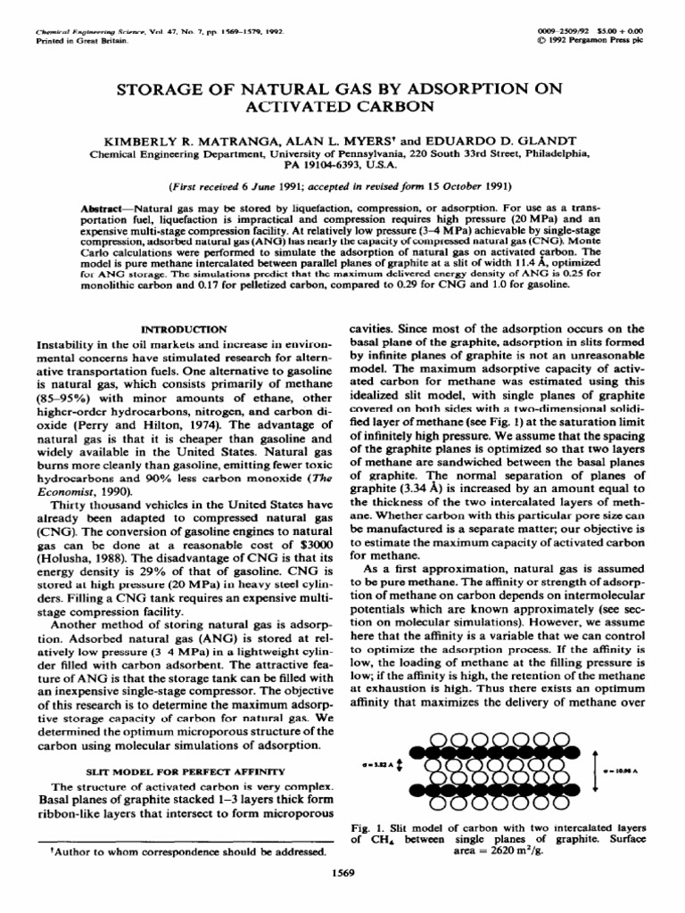 Storage of Natural Gas by Adsorption On Activated Carbon | PDF ...