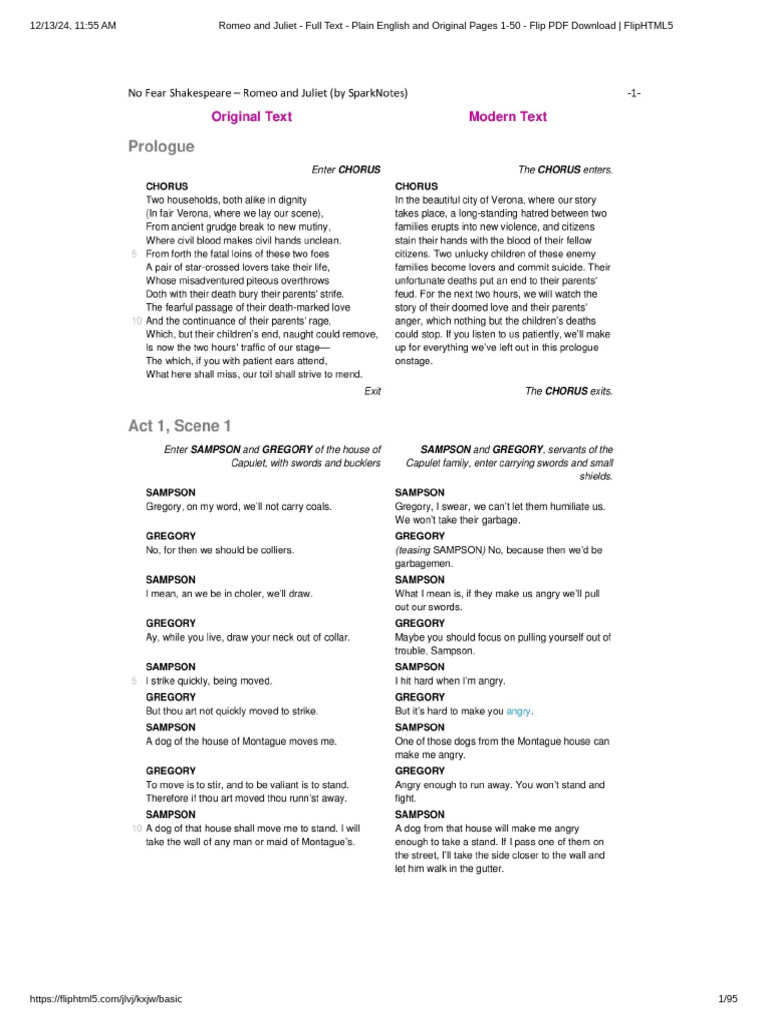 Romeo And Juliet Script Download
