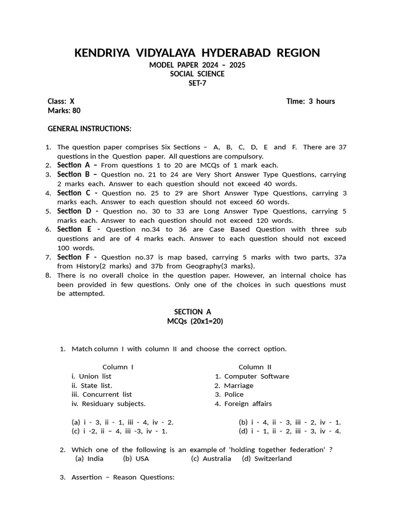 Class 10 SST Model Paper 2024-25 | PDF | Silk Road | Asia