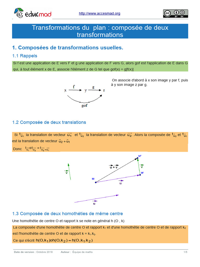 Transformations du plan : Synthèse | PDF | Algèbre linéaire | Physique ...
