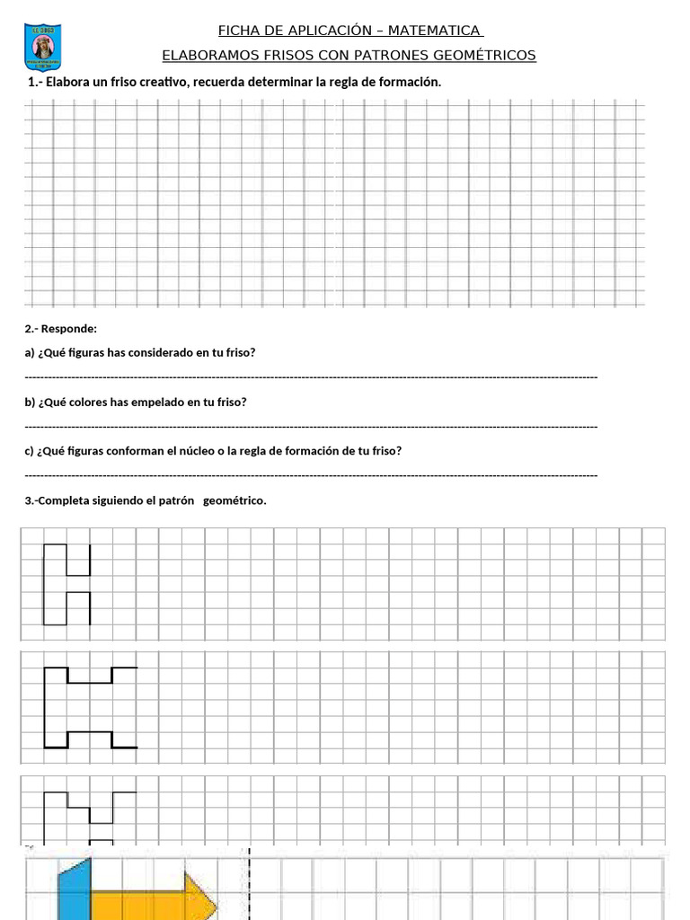 Ficha Abril 21 Matemática Elaboramos Frisos Con Patrones Geométricos | PDF