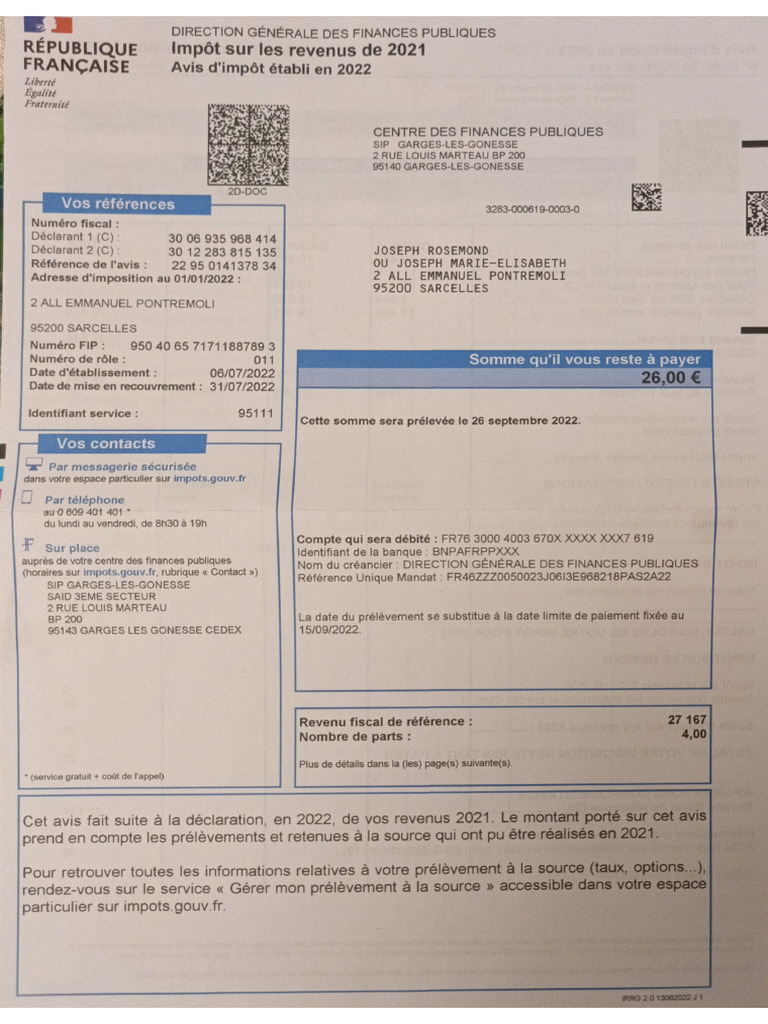 ImpÃ T Annã©e 2021 - 2022-20230725231341 | PDF