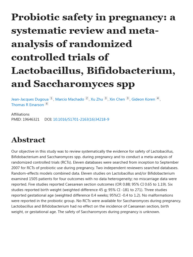 Probiotic safety in pregnancy_ a systematic review and meta-analysis of ...