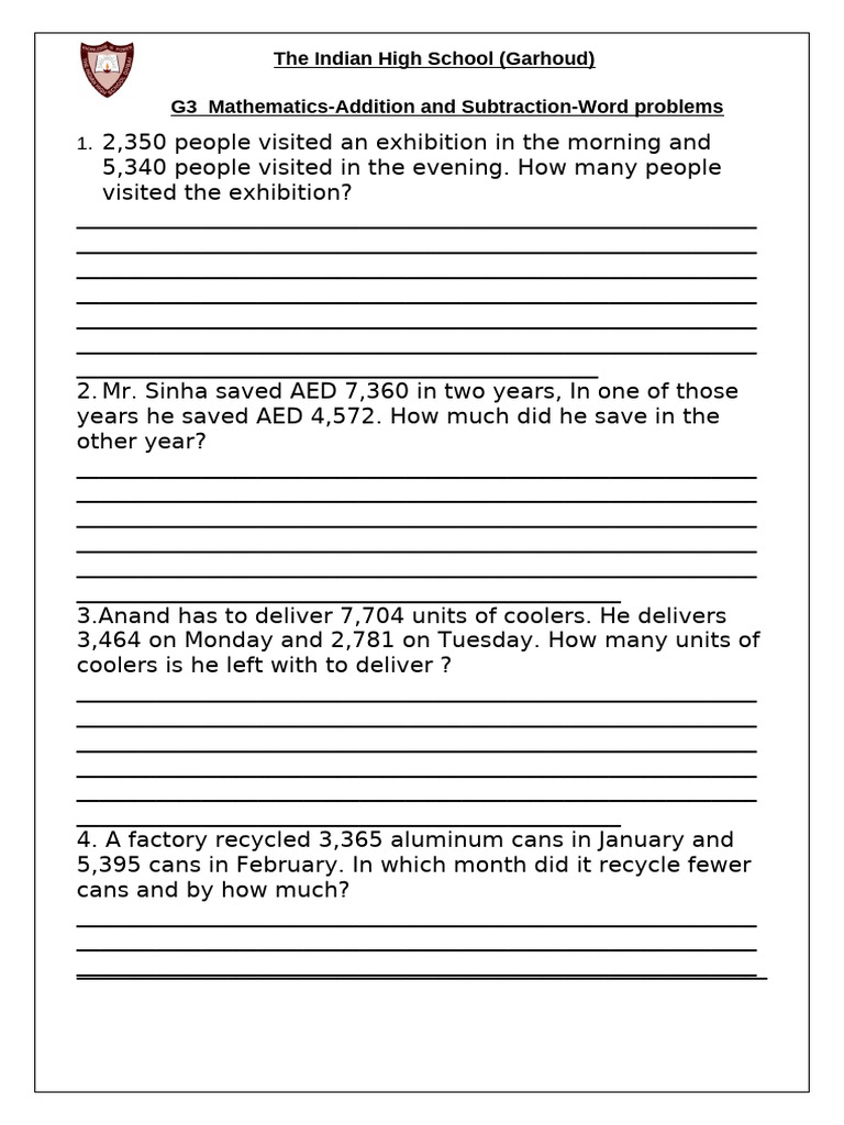 GR 3 - Worksheet-Mixed Word Problems - 15 | PDF