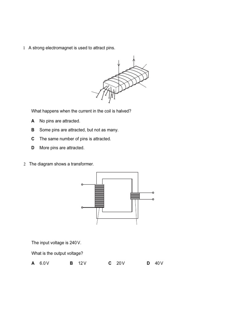 Electromagnetic Effects (Multiple Choice) QP | PDF | Transformer | Inductor