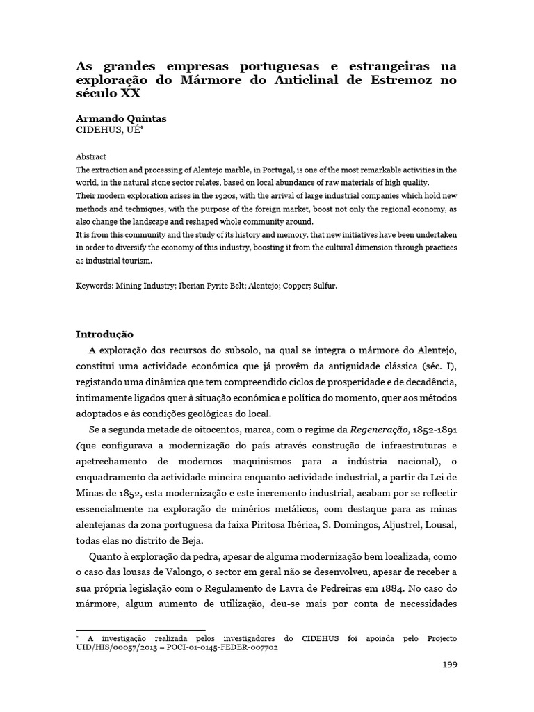 Exploração do Mármore em Estremoz no Século XX | PDF | Turismo | Portugal
