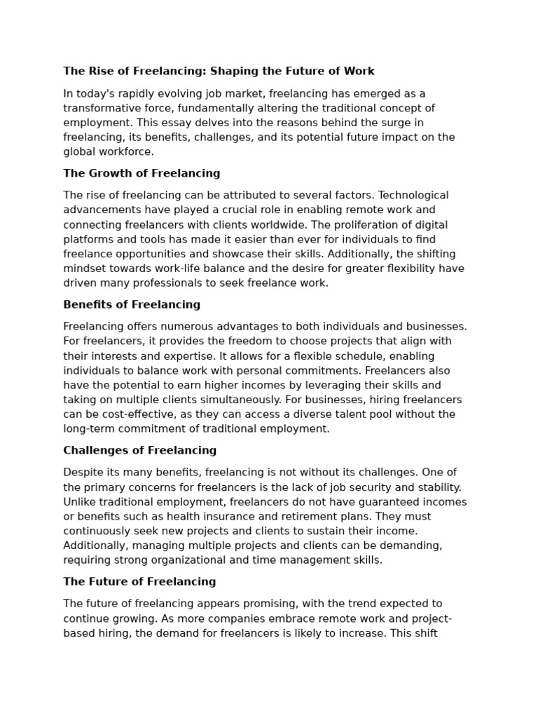 The Rise and Impact of Freelancing | PDF | Freelancer | Employment