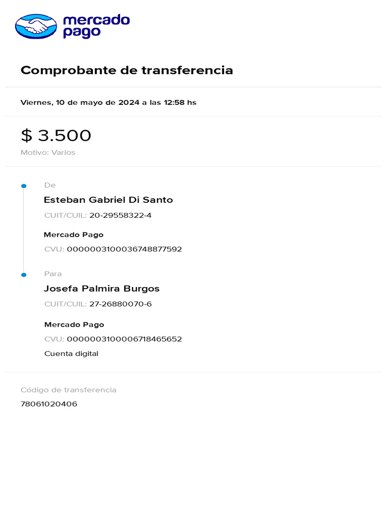 Mercadopago Comprobante Payment-78061020406 | PDF