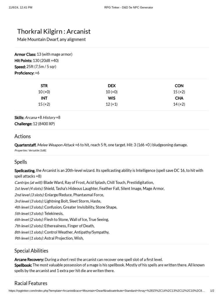 Dwarf Caster Dnd | PDF | Tabletop Games | Fantasy Role Playing Games