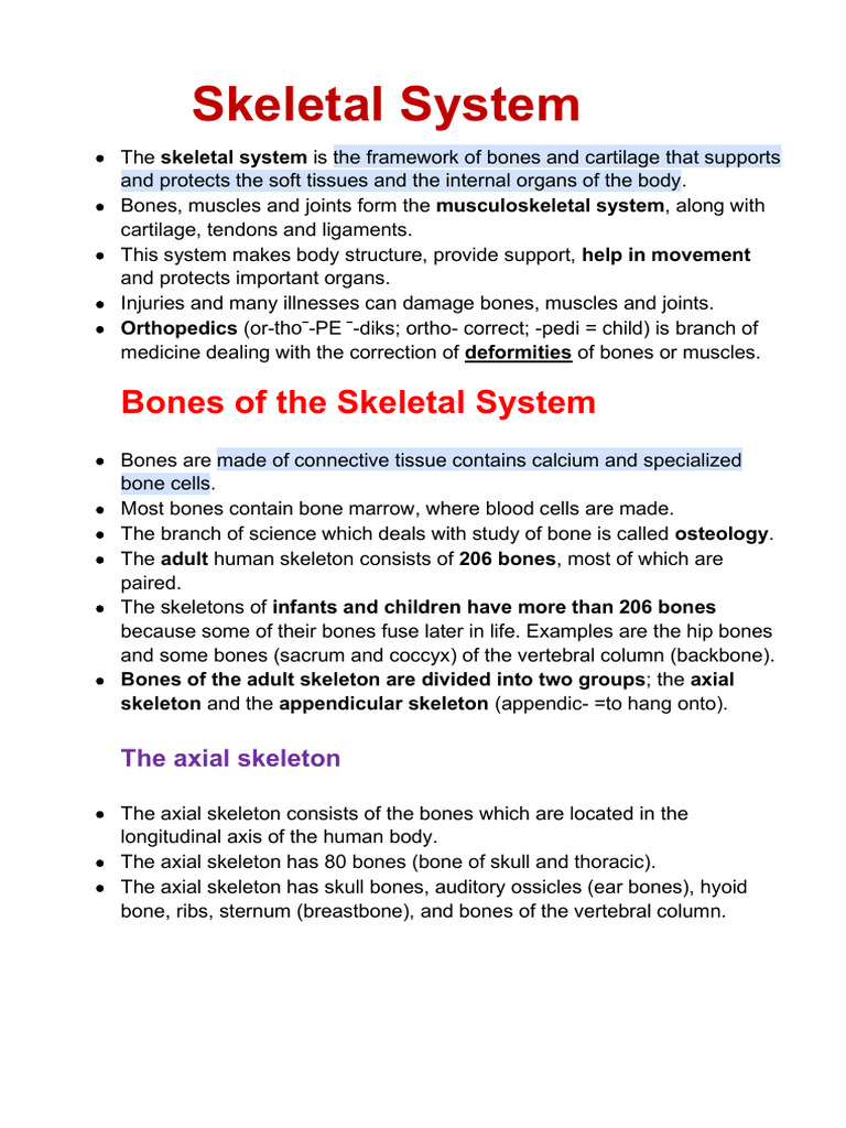 Anatomy Topic No. 2 | PDF | Skeleton | Bone
