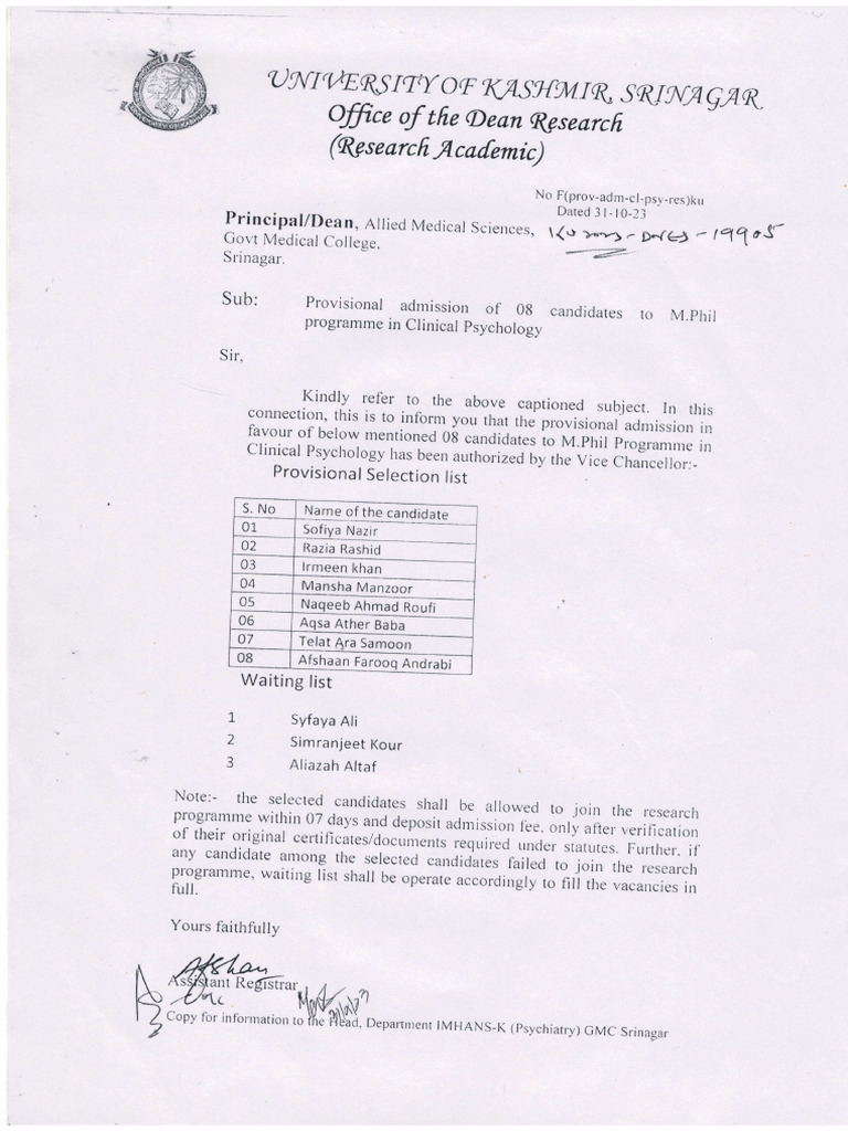 Provisional List | PDF