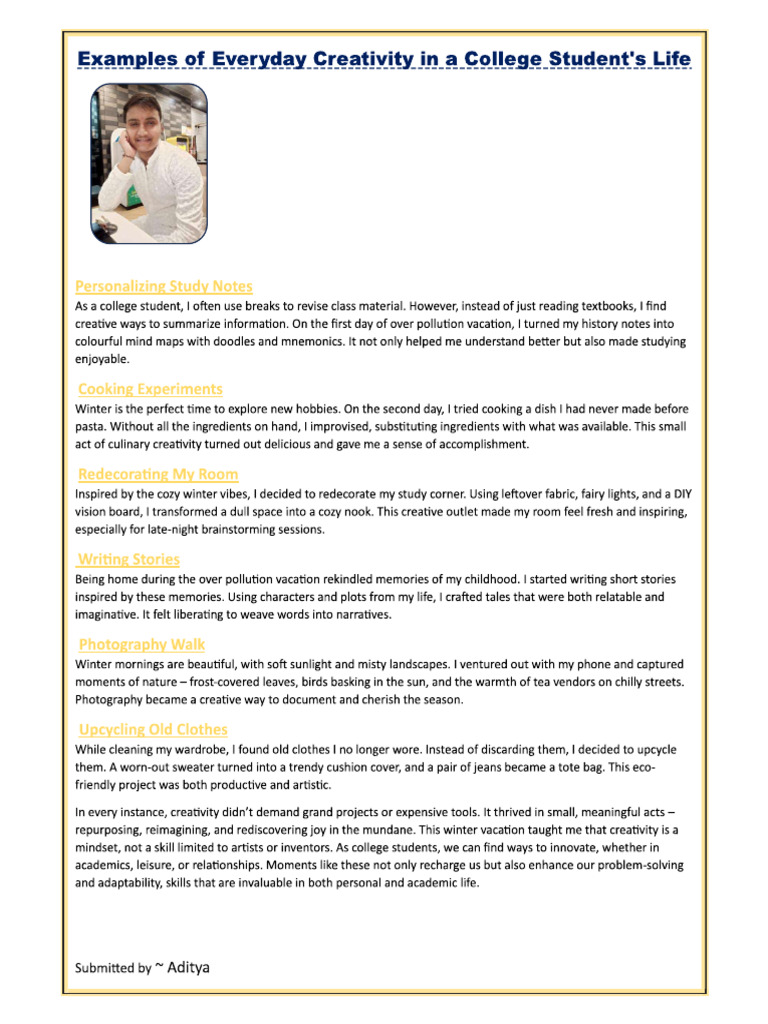 Examples of Everyday Creativity in Daily Life | PDF