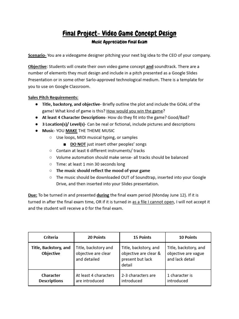 Final Proj - Video Game Design | PDF