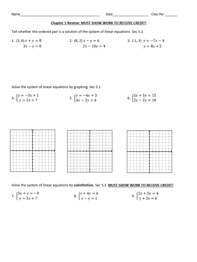 Ch. 5 Test Review | PDF | Equations | Mathematical Objects