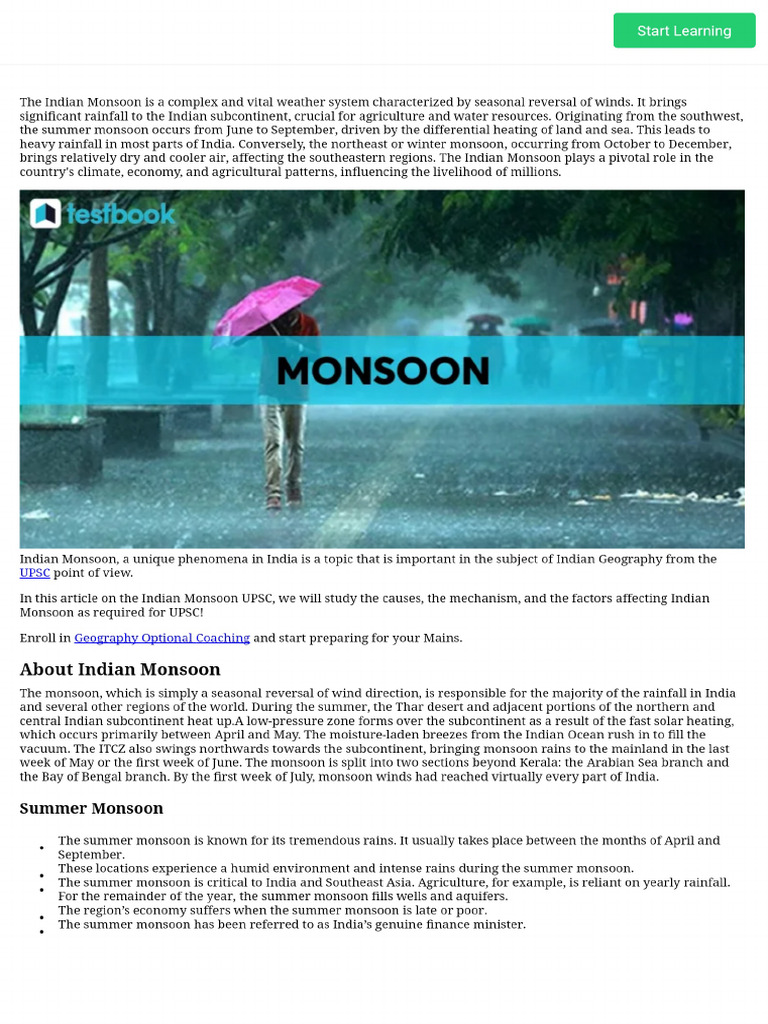 Indian Monsoon UPSC Notes_ Causes & the El Nino Effect on Indian ...