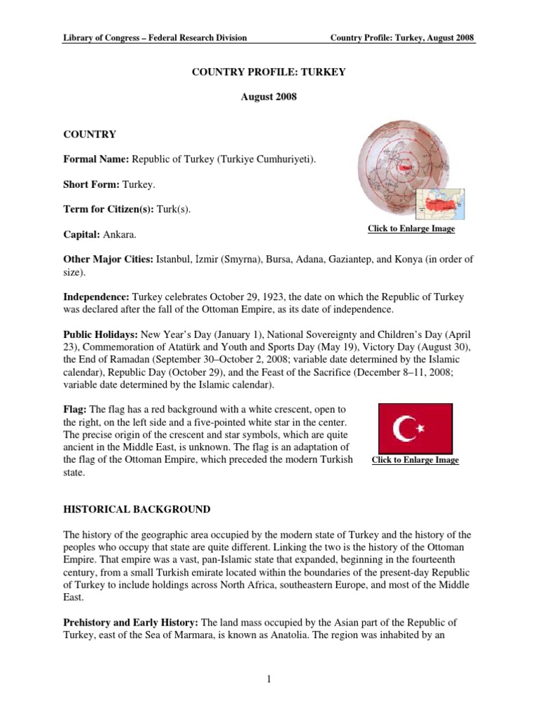 Turkey Country Profile Overview 2008 | PDF | Turkey | Mustafa Kemal Atatürk