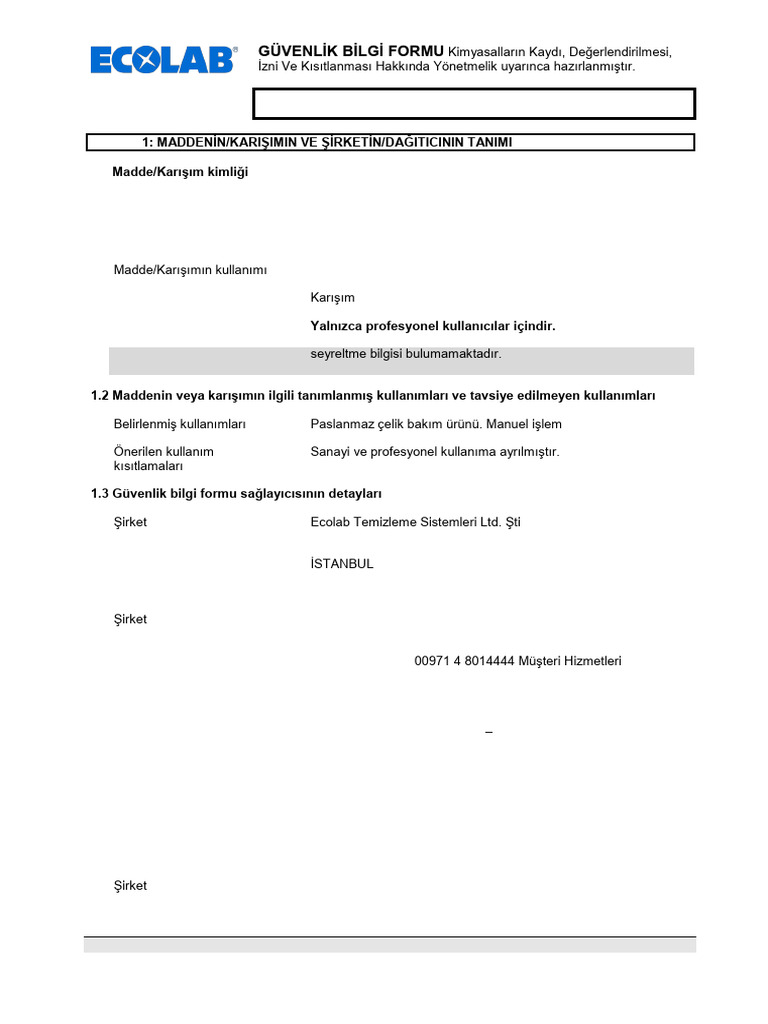 ECOLAB TR-TR-103628E-HELIOS BRILLANT | PDF