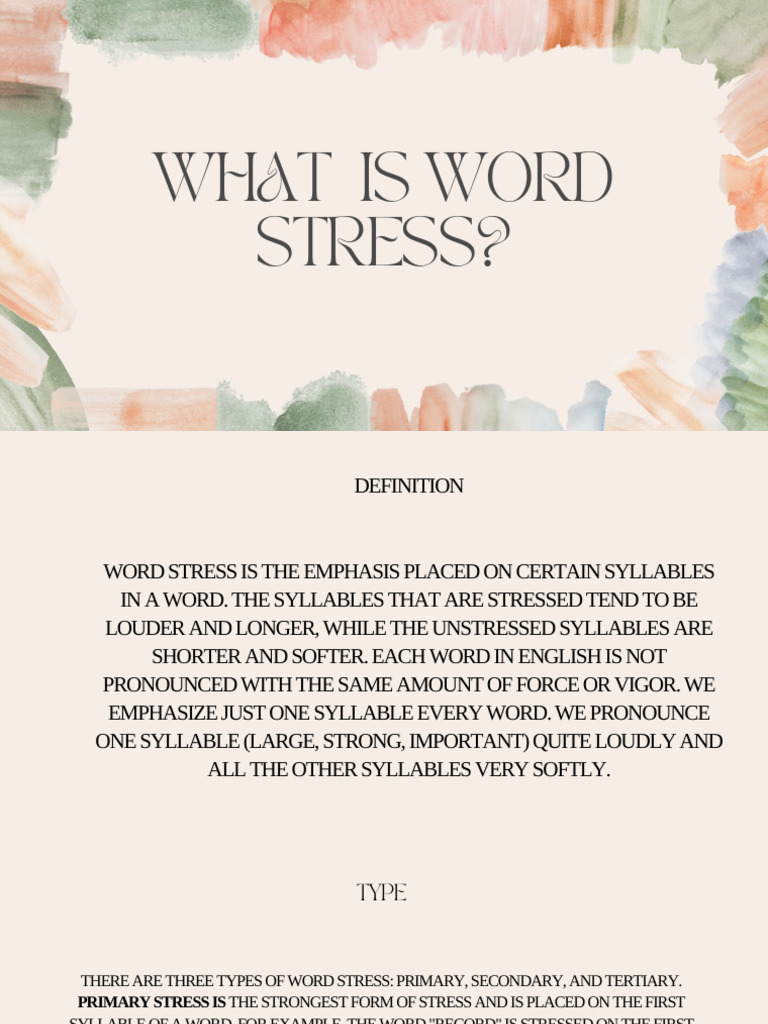 What is Word Stress | PDF | Stress (Linguistics) | Language Families