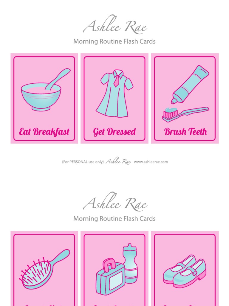 Morning Routine Flash Cards | PDF