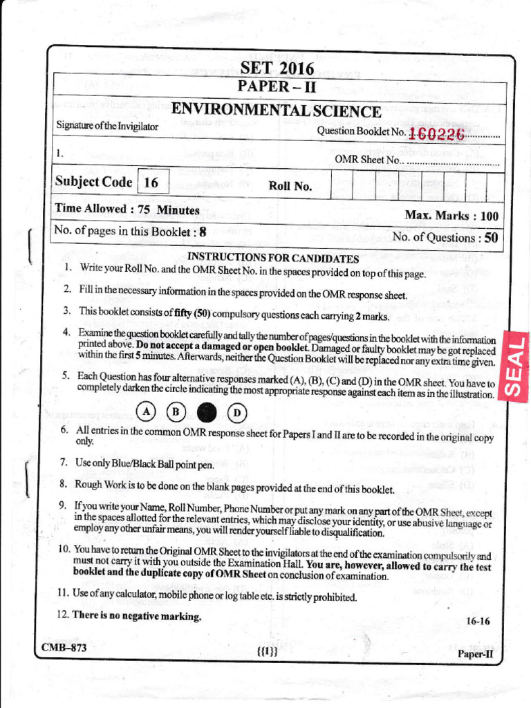 Environmental Science Exam Booklet 2016 | PDF | Oxide | Nitrogen