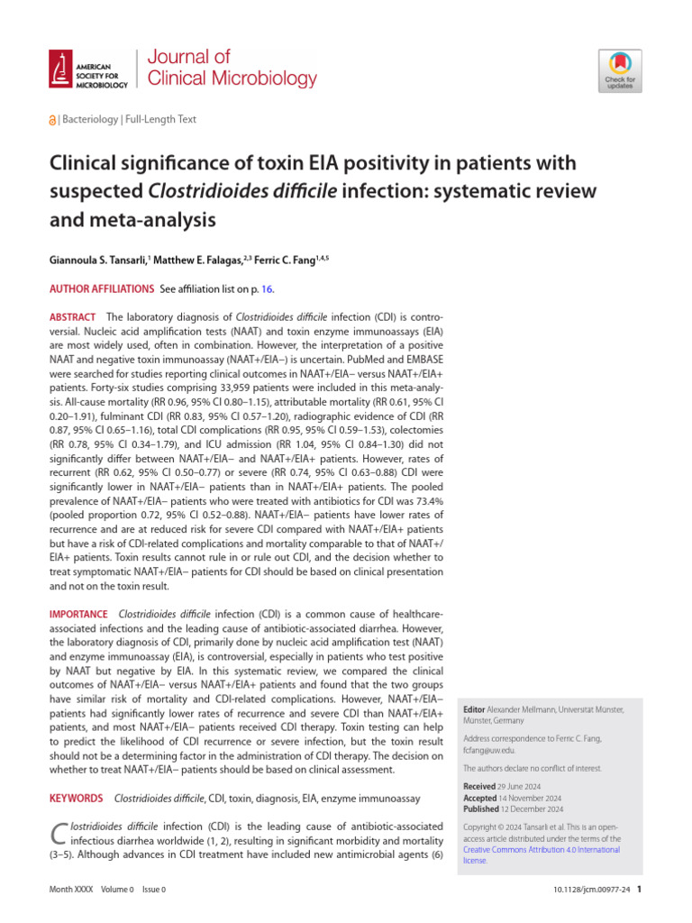 CLOSTRIDIUM DIFFICILE TEST EIA NAAT REVISION SISTEMATICA META ANALISIS ...