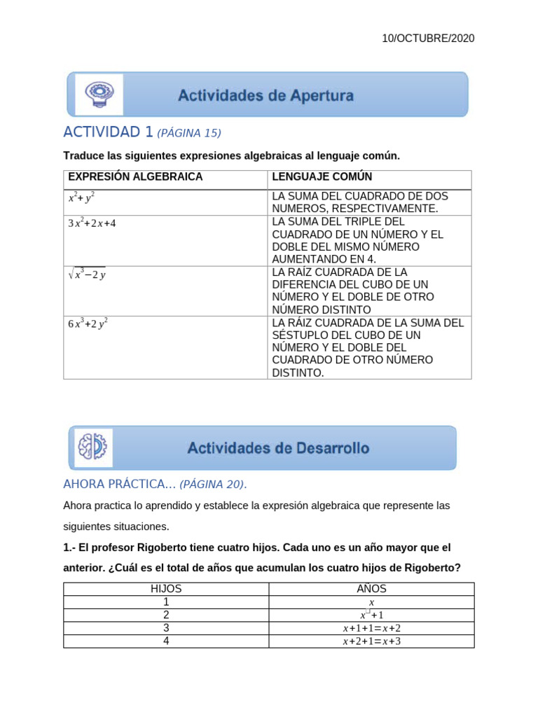 Actividades Resueltas Bloque 1 y 2 Álgebra | PDF | Fahrenheit | Matemática Elemental