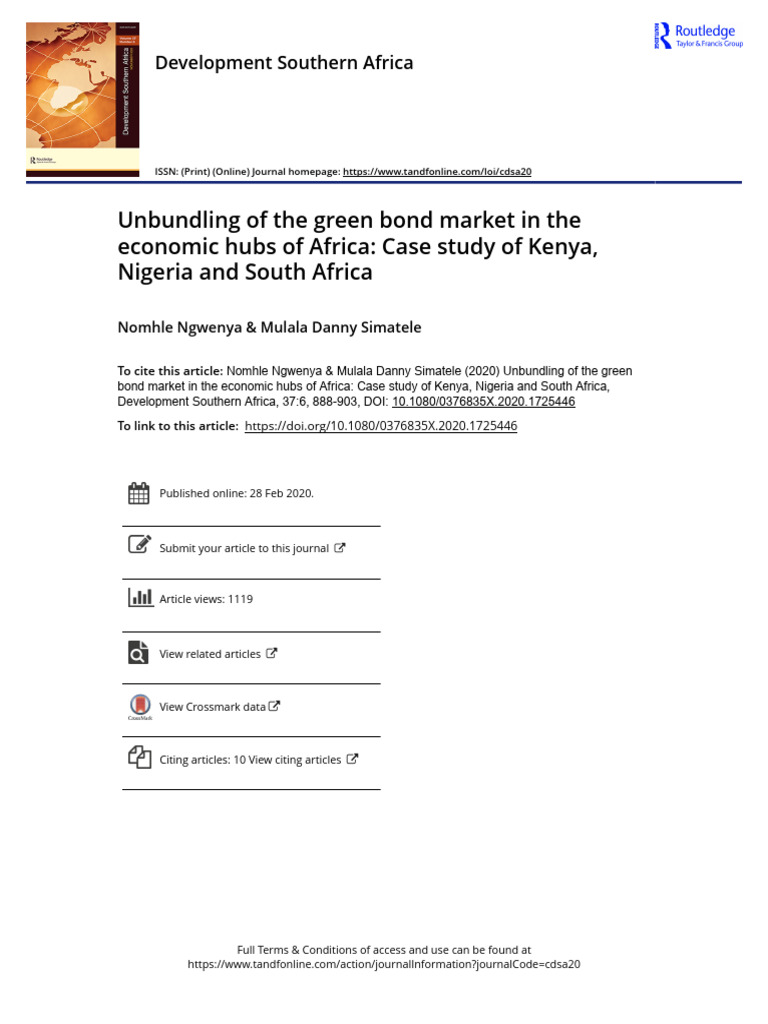Unbundling of The Green Bond Market in The Economic Hubs of Africa Case Study of Kenya Nigeria ...