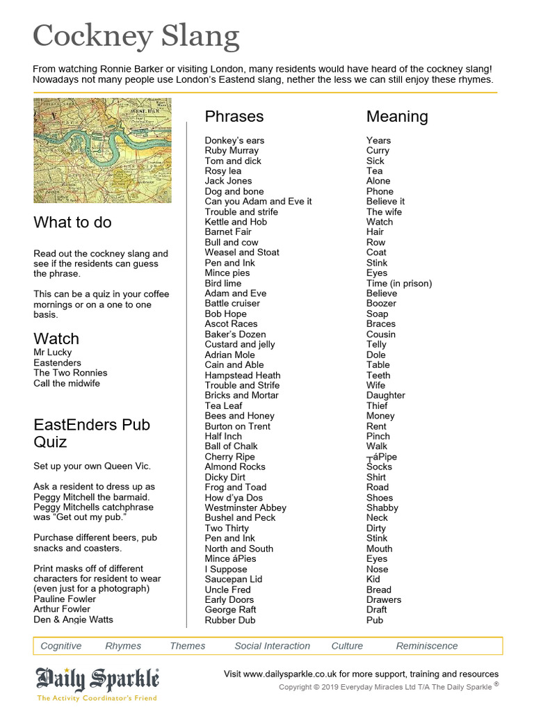 Cockney Slang Cognitive | PDF