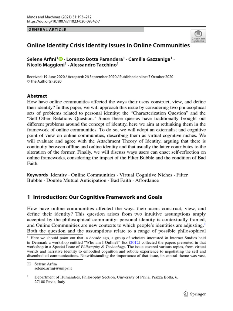 s11023-020-09542-7 | PDF | Identity (Social Science) | Experience
