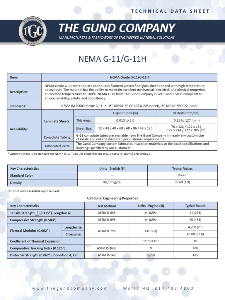 NEMA G 11 G 11H by The Gund Co | PDF | Fiberglass | Physical Sciences