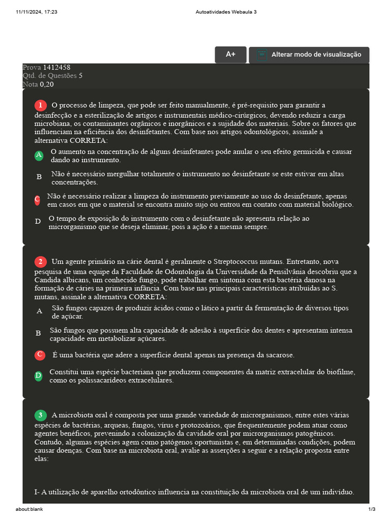 Autoatividades Webaula 3 | PDF | Bactérias | Desinfetante