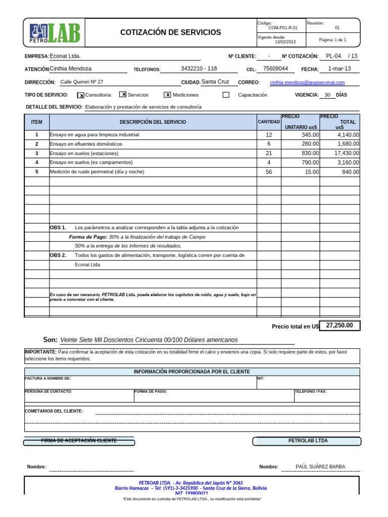 04 Cotización Econat | PDF